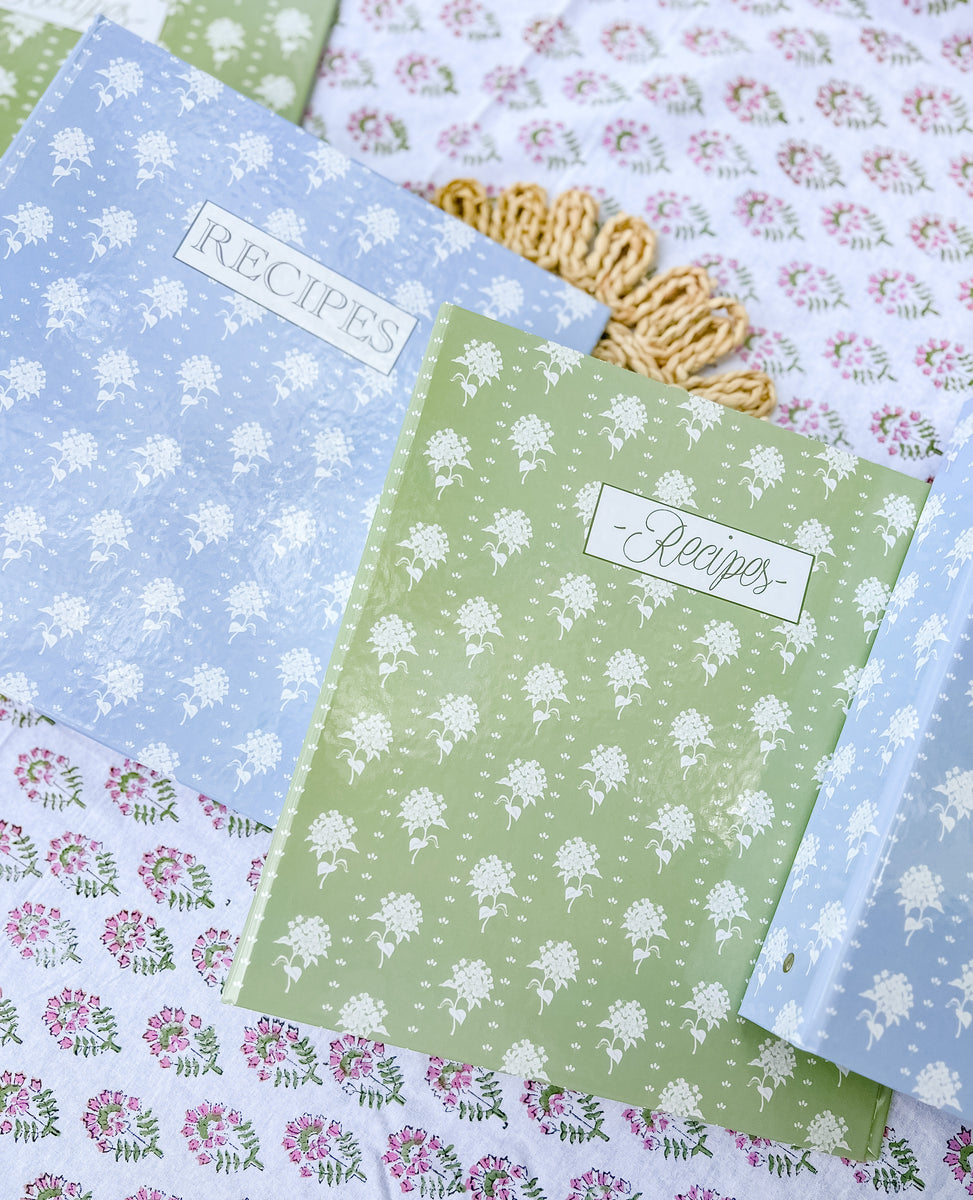 GREEN HYDRANGEA BLOCK PRINT RECIPE BINDER – Lucky Carpenter Art